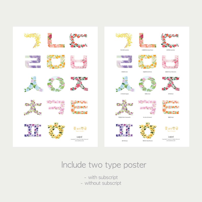 Korean Alphabet Poster Set, Nursery Decor, Wall Art, Alphabet Wall Art ...