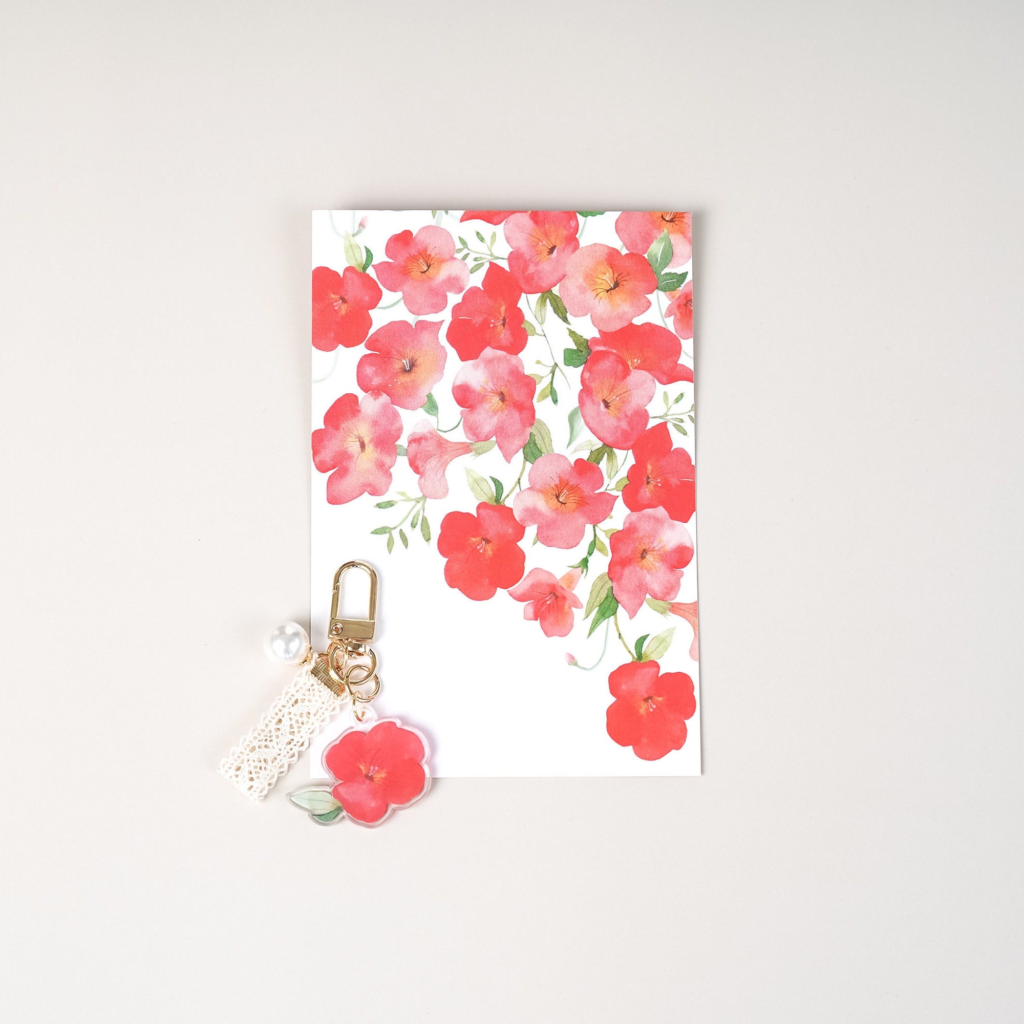 Trumpet Creeper Key Chain / Watercolor Flower Keychain / Acrylic ...