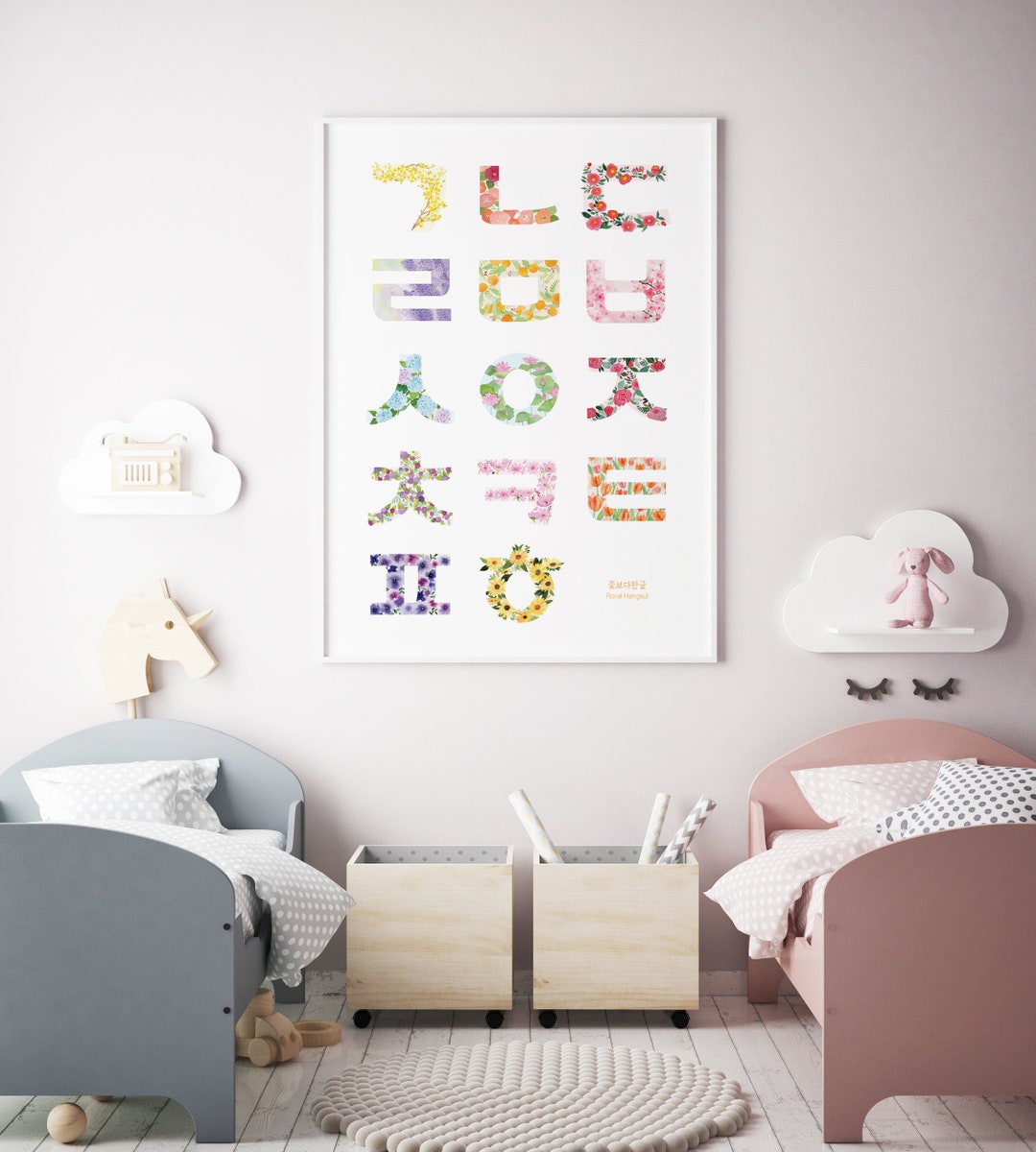 Korean Alphabet Poster Set, Nursery Decor, Wall Art, Alphabet Wall Art ...