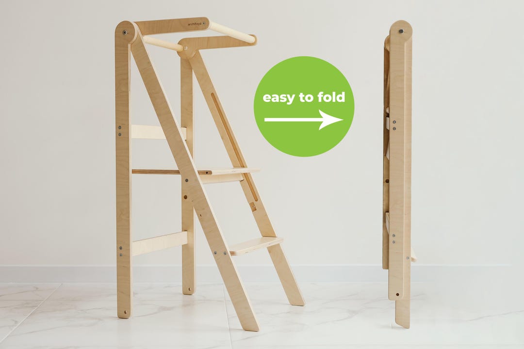 Foldable Helper Kitchen Tower LELEKA for Kids, Ultra Slim Stepladder ...
