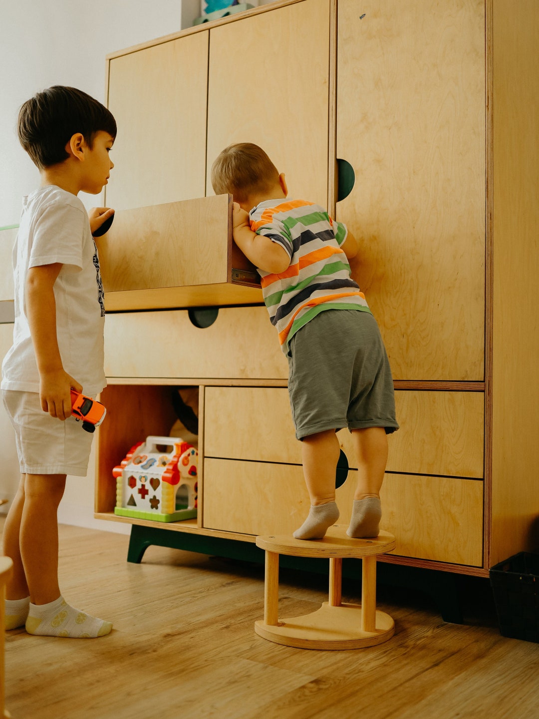 Kids Step Stool MOON and OVAL 20 Cm, Montessori Learning Stool, Toddler ...