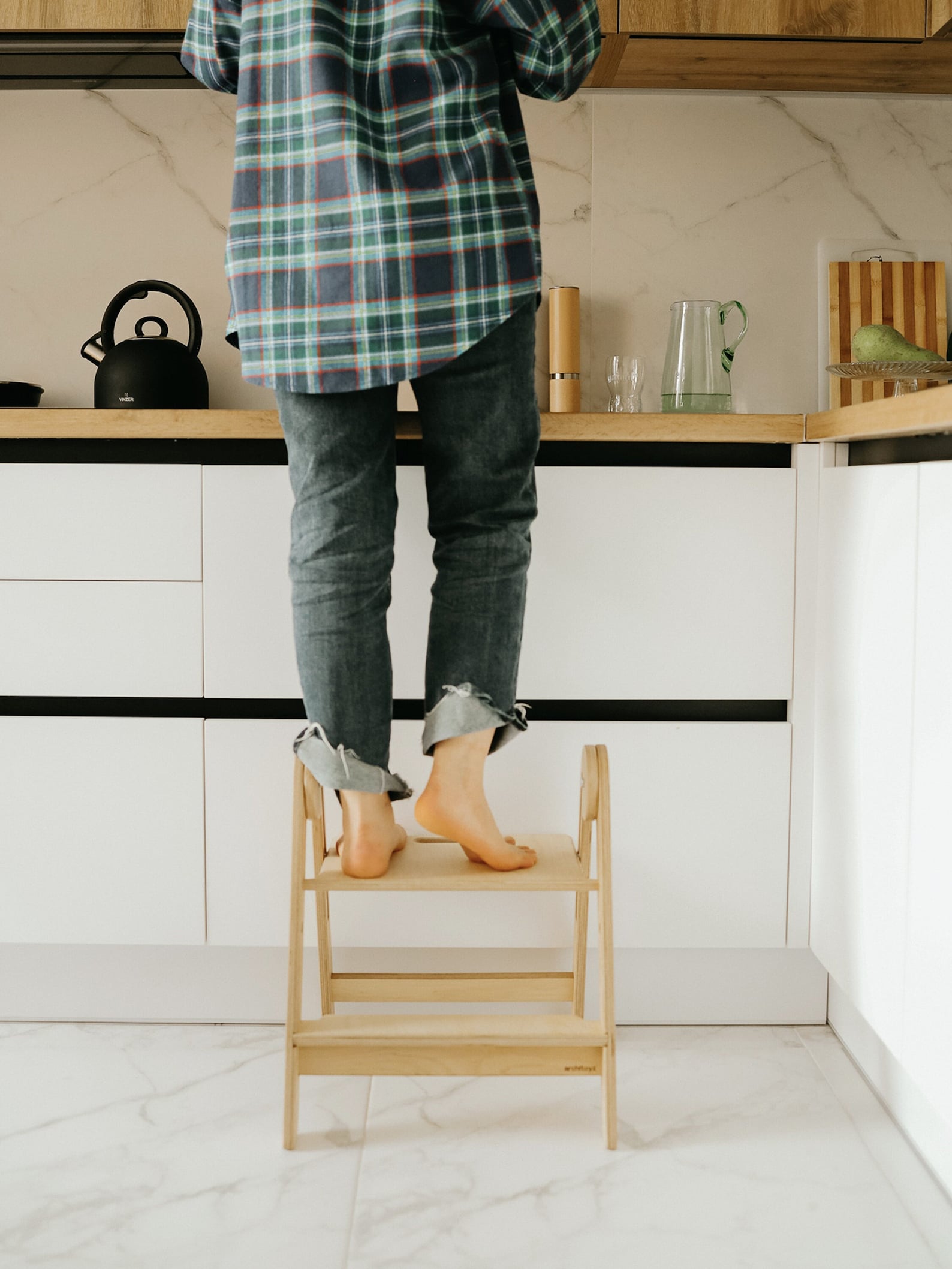 Mini Helper Kitchen Tower UP, Wooden Step Stool, Folding Learning Stool ...