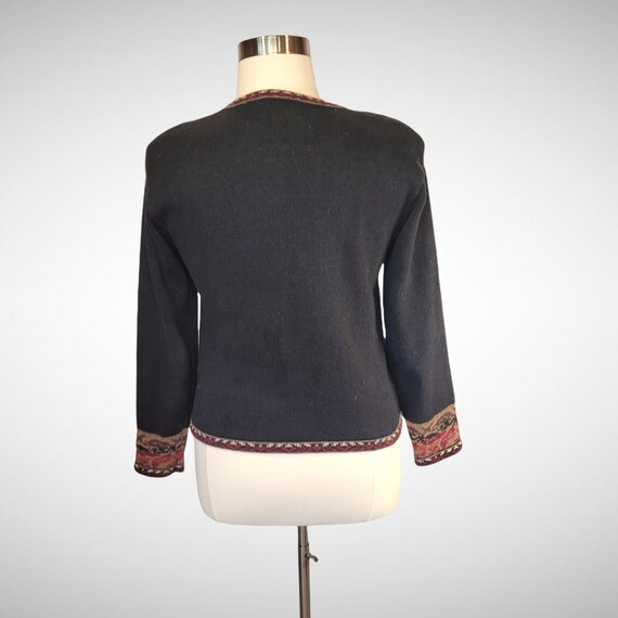 80s/90s Paul Harris Design Folk Art Cardigan | Black … - Gem