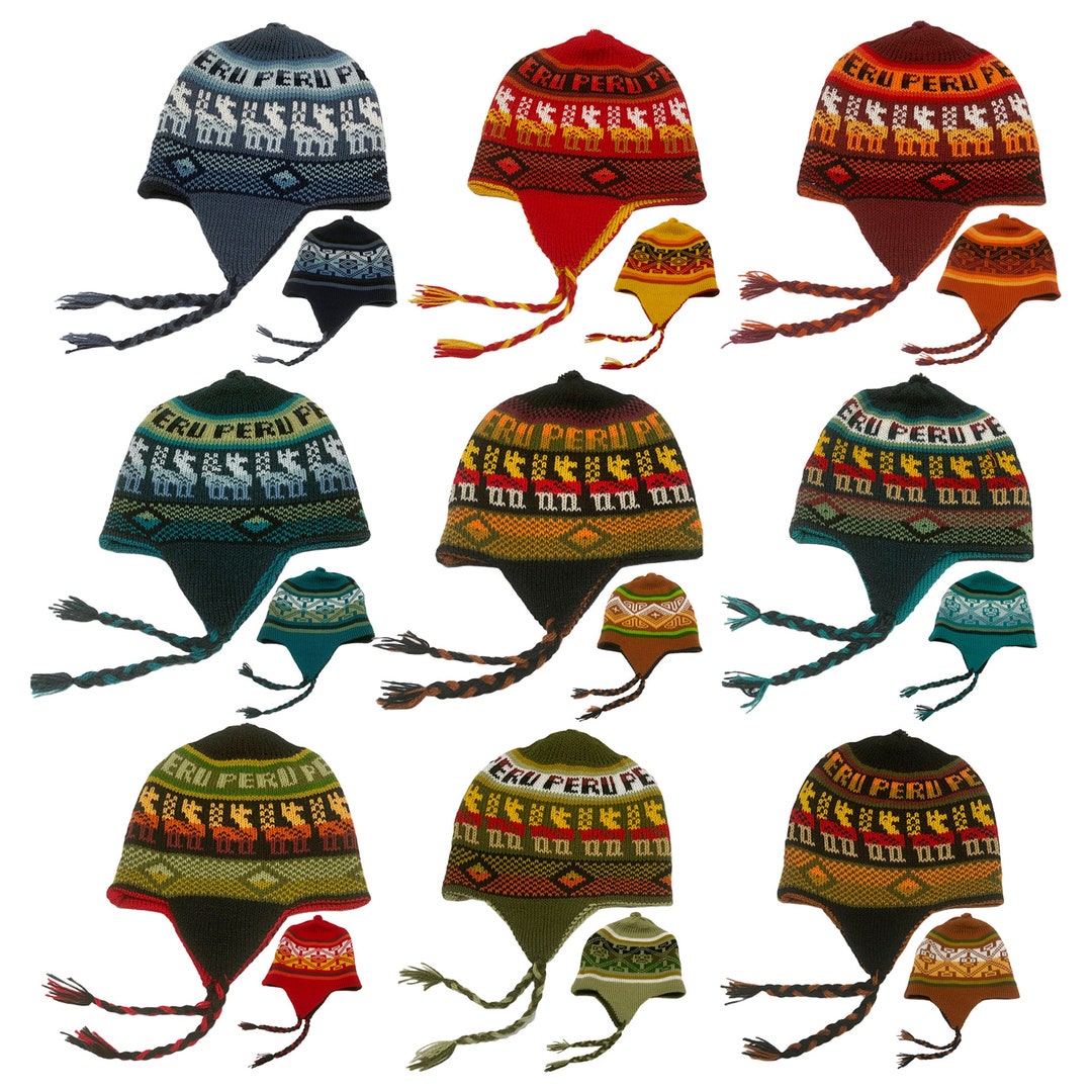 NWT Peru Peruvian Alpaca Trendy Handmade Soft Knit Reversible Chullo ...