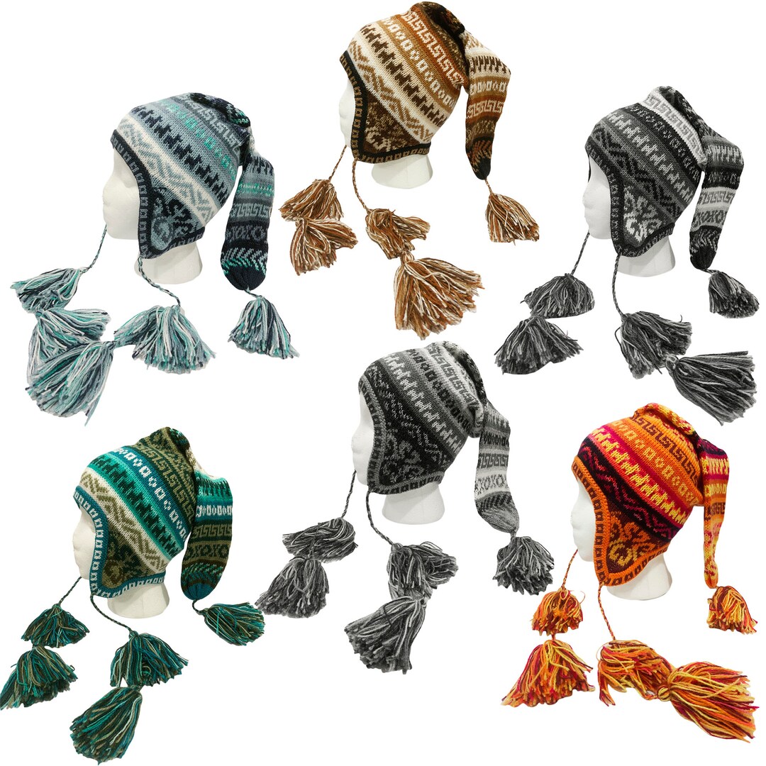 NWT Peru Peruvian Alpaca Trendy Handmade Soft Knit Long Chullo Beanie ...