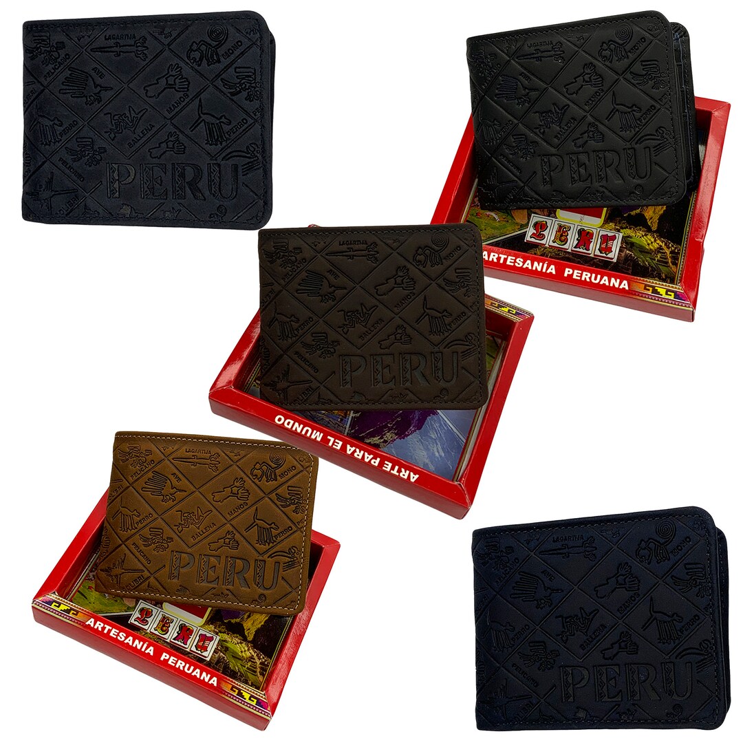 NWT Nazca Lines Ica Peru Souvenir Men's Embossed Leather Bifold Wallet ...