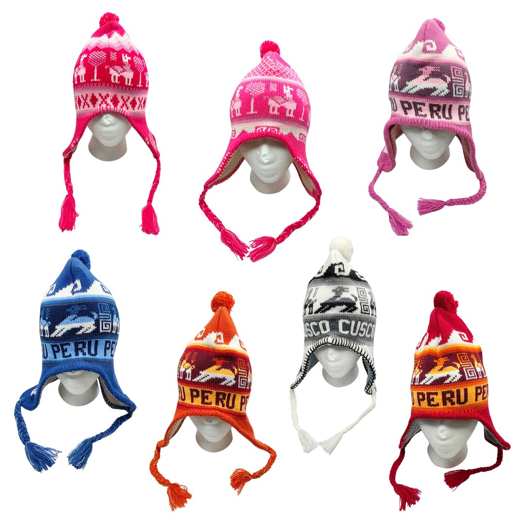 Nwt Peru Peruvian Alpaca Trend Handmade Soft Knit Fleece Lined Chullo ...