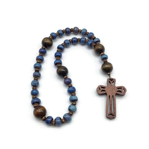 Blue Ceramic and Decorative Wood Cross Protestant Prayer - Etsy Canada