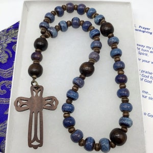 Blue Ceramic and Decorative Wood Cross Protestant Prayer - Etsy