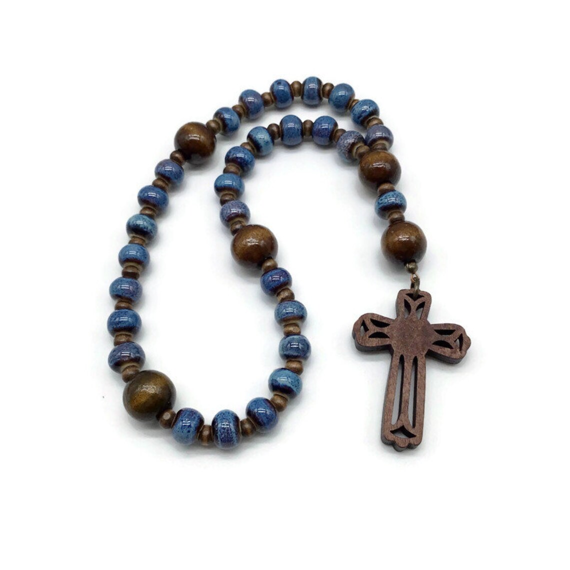 Blue Ceramic and Decorative Wood Cross Protestant Prayer - Etsy