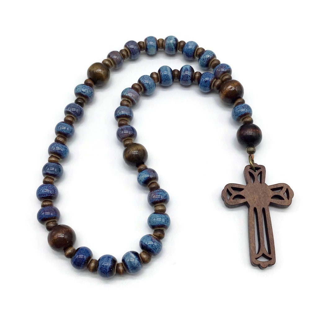 Blue Ceramic and Decorative Wood Cross Protestant Prayer - Etsy