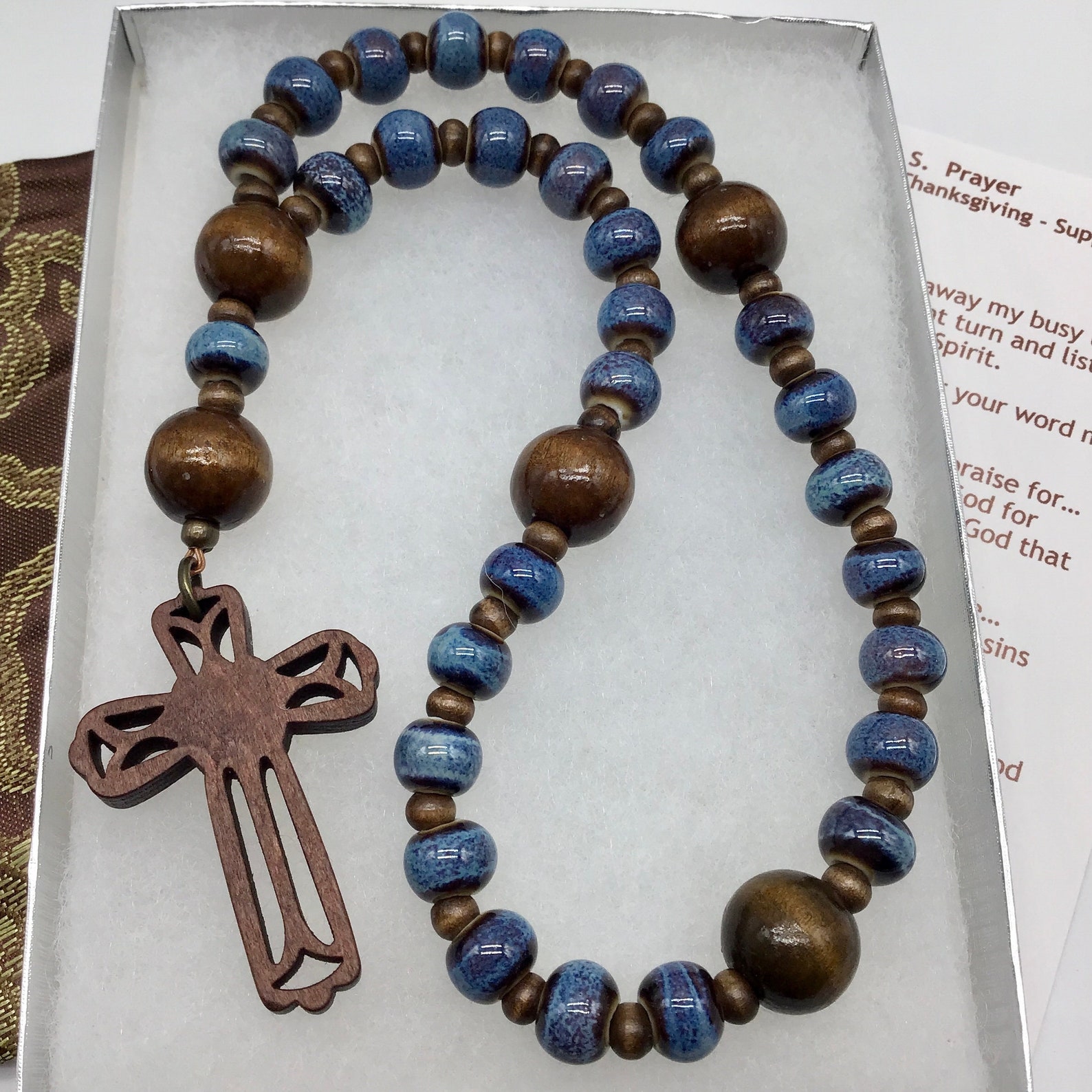 Blue Ceramic and Decorative Wood Cross Protestant Prayer - Etsy
