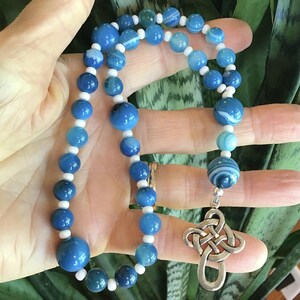 Aqua Blue Agate Beads and Celtic Knot Cross Protestant Prayer Beads ...