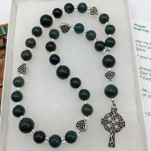 Green Agate, Celtic Knot and Cross Protestant Prayer Beads, Methodist ...