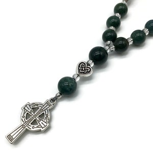 Green Agate, Celtic Knot and Cross Protestant Prayer Beads, Methodist ...