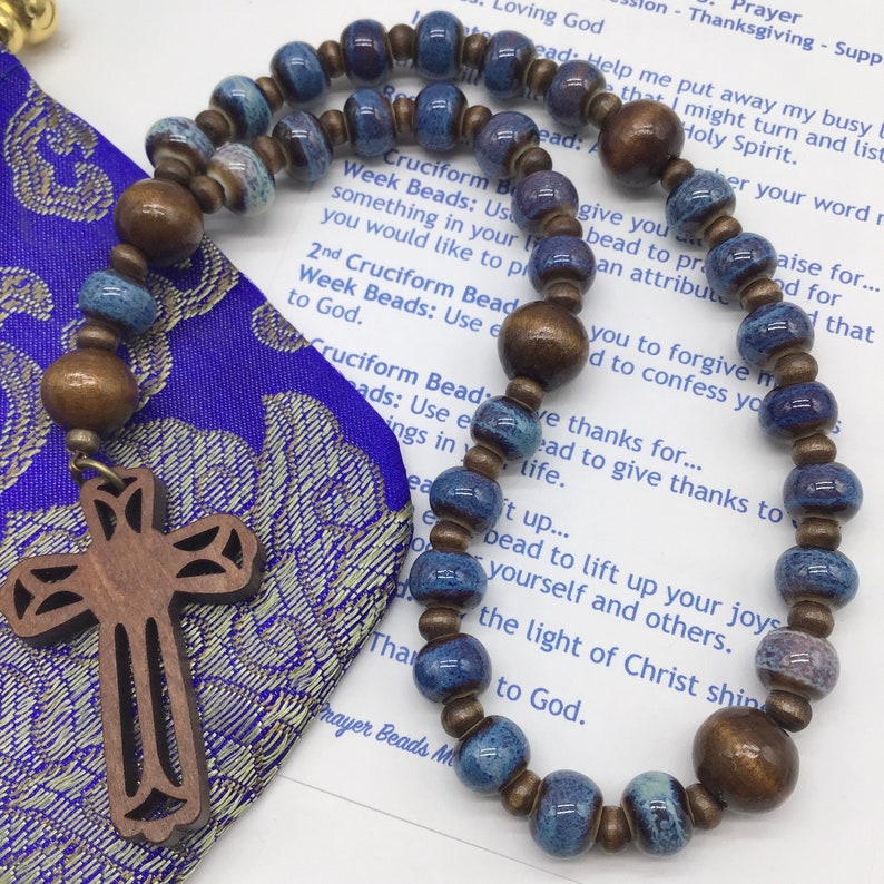 Blue Ceramic and Decorative Wood Cross Protestant Prayer - Etsy