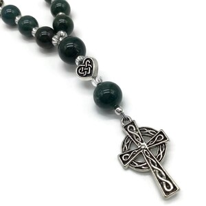 Green Agate, Celtic Knot and Cross Protestant Prayer Beads, Methodist ...