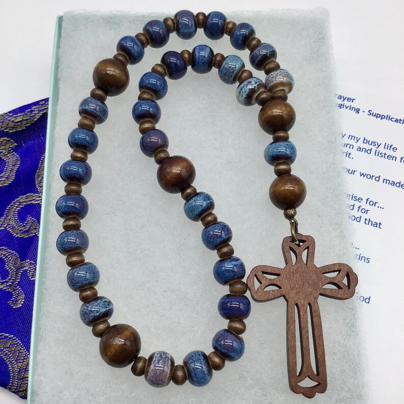 Blue Ceramic and Decorative Wood Cross Protestant Prayer - Etsy