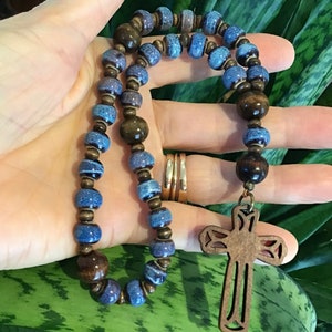 Blue Ceramic and Decorative Wood Cross Protestant Prayer - Etsy