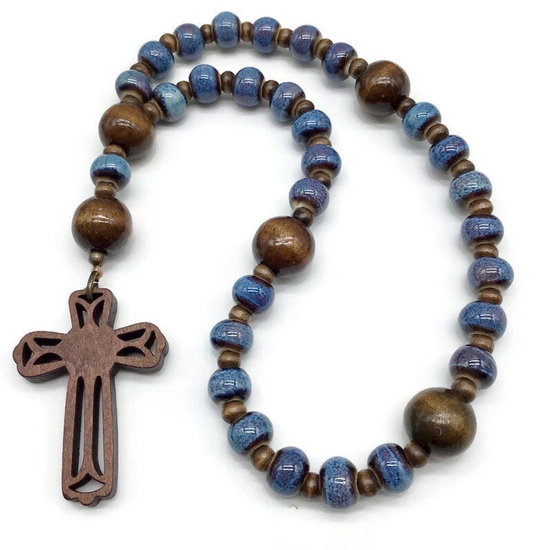 Blue Ceramic and Decorative Wood Cross Protestant Prayer - Etsy