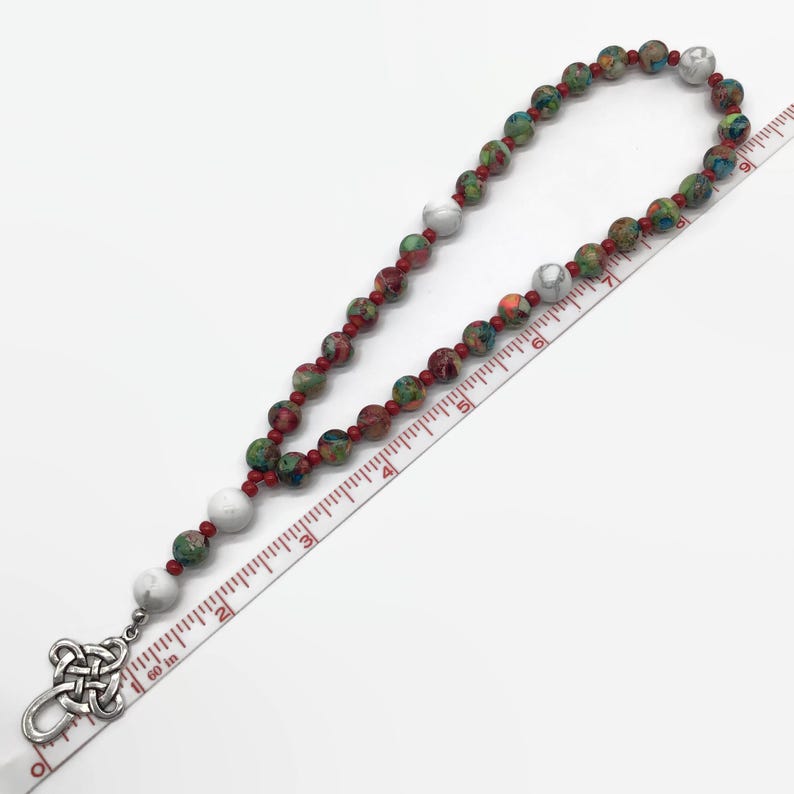 Multi Colored Jasper and Howlite Christian Prayer Beads With Celtic ...