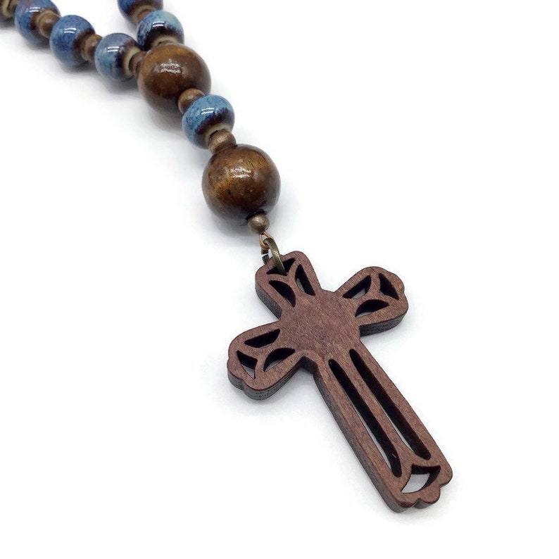 Blue Ceramic and Decorative Wood Cross Protestant Prayer - Etsy