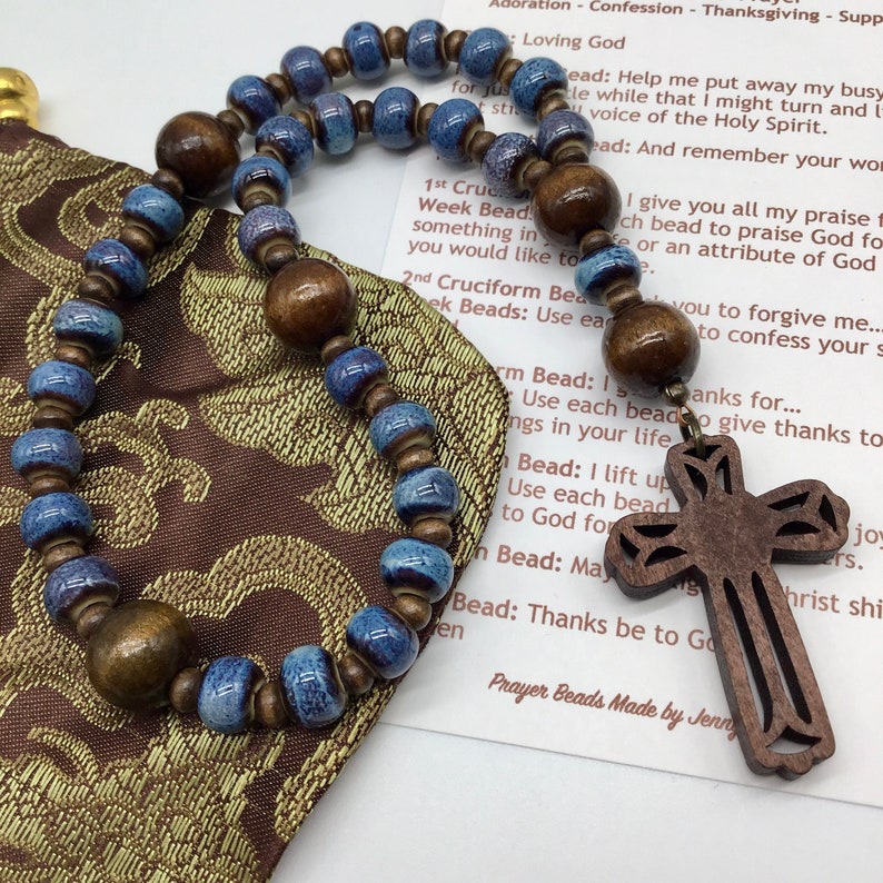 Blue Ceramic and Decorative Wood Cross Protestant Prayer - Etsy