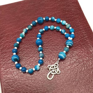 Aqua Blue Agate Beads and Celtic Knot Cross Protestant Prayer Beads ...