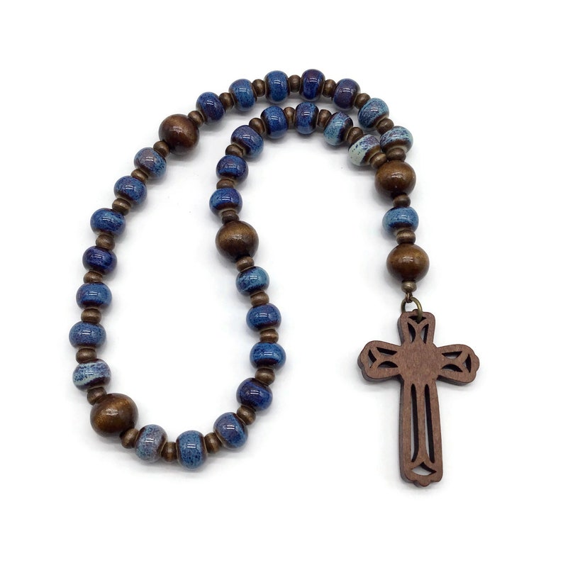 Blue Ceramic and Decorative Wood Cross Protestant Prayer - Etsy