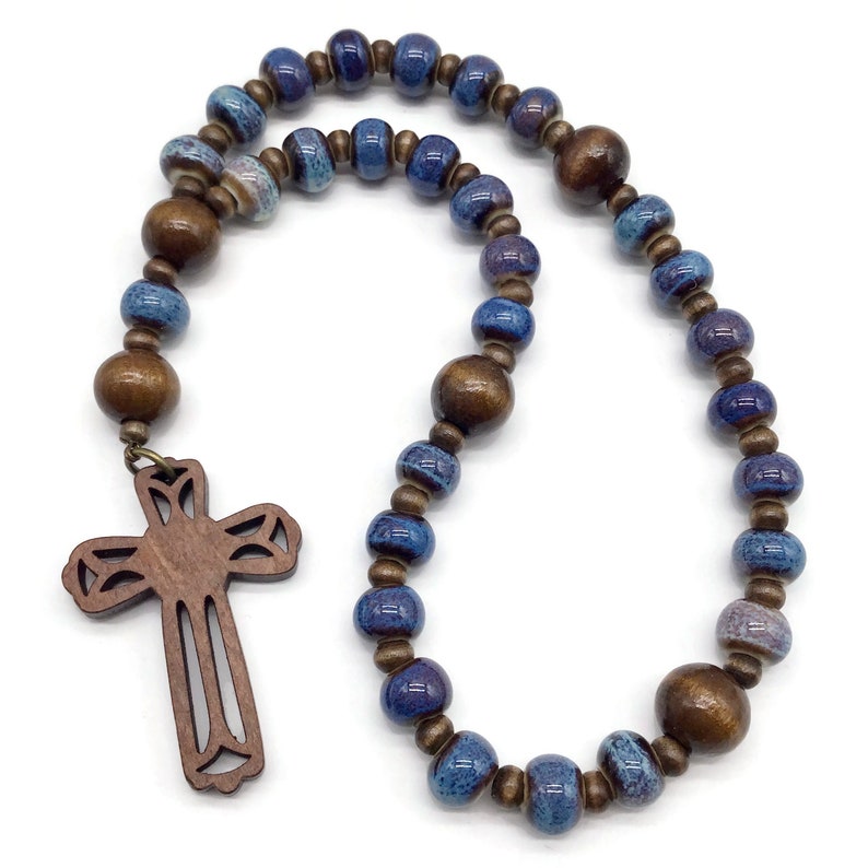 Blue Ceramic and Decorative Wood Cross Protestant Prayer - Etsy
