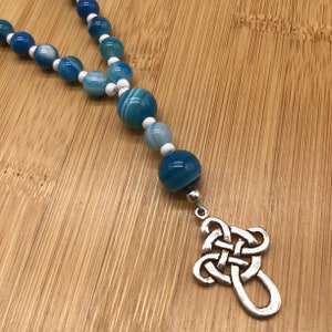 Aqua Blue Agate Beads and Celtic Knot Cross Protestant Prayer Beads ...