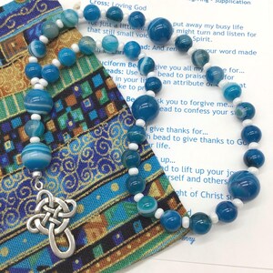 Aqua Blue Agate Beads and Celtic Knot Cross Protestant Prayer Beads ...