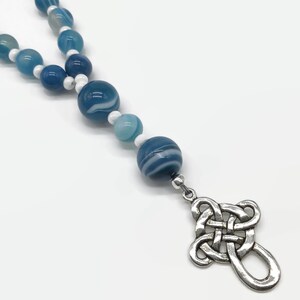 Aqua Blue Agate Beads and Celtic Knot Cross Protestant Prayer Beads ...