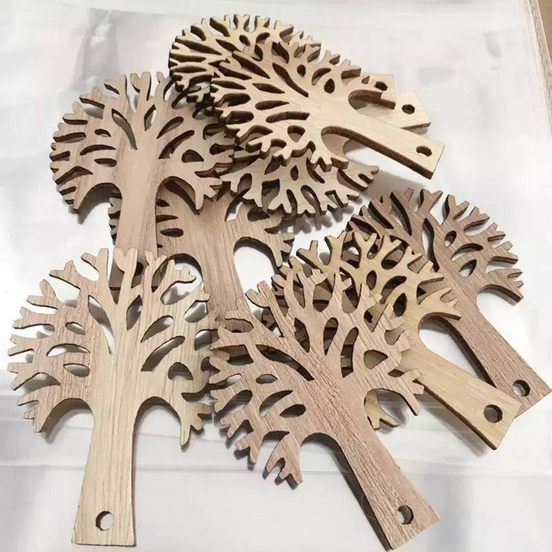 10PCS Diy accessoires faits main artisanat bois sculpture arbre ...