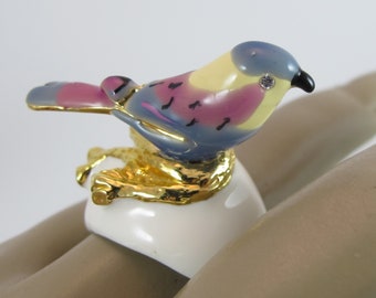 Enamel Bird Ring - Etsy