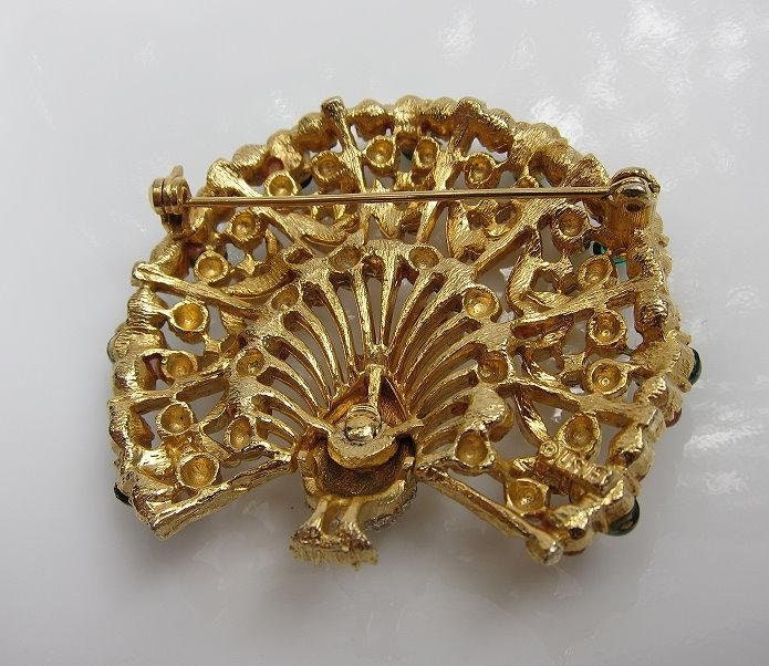 Mid Century Cabochon Peacock Brooch | Etsy