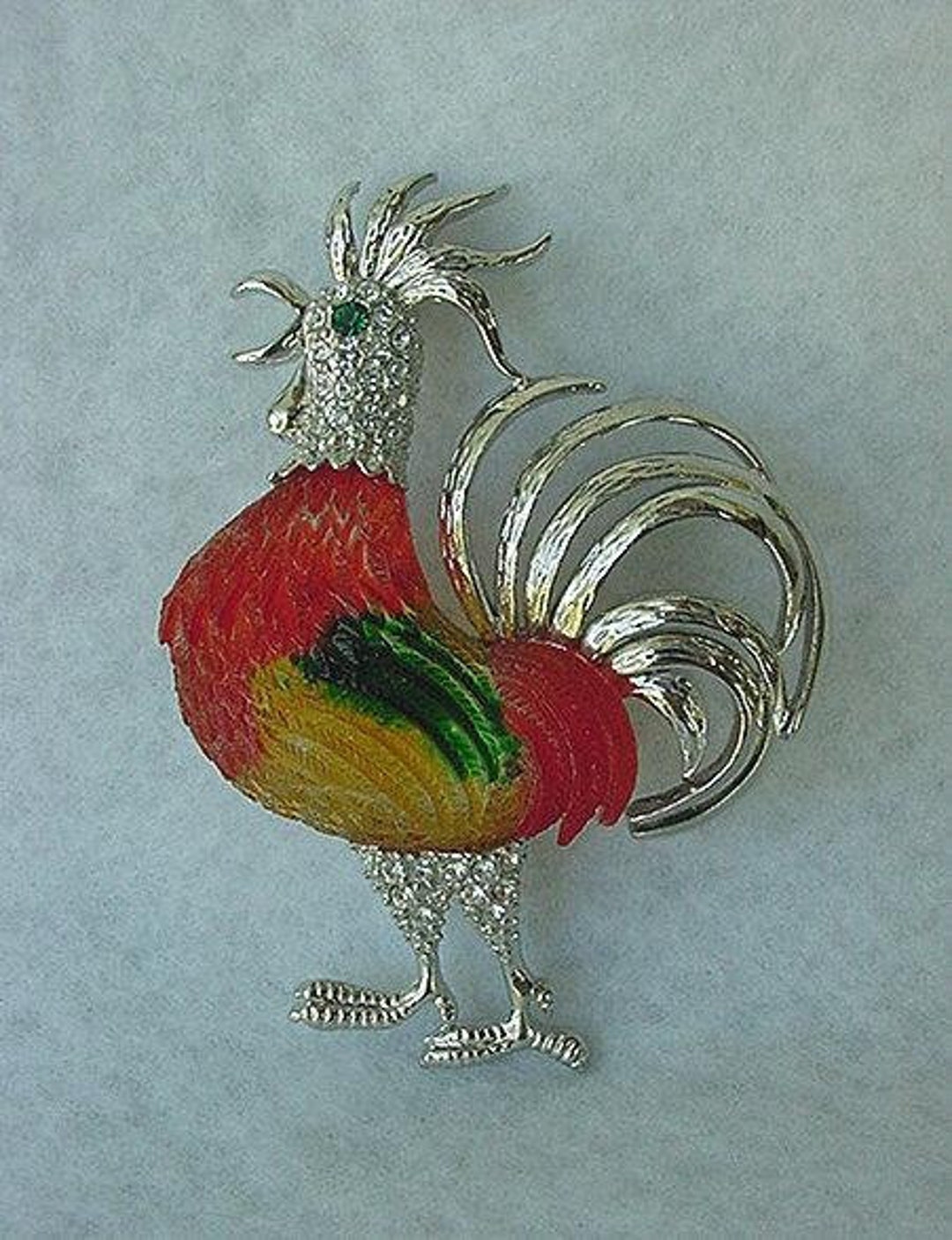 Vintage Rooster Pin, Colorful Chicken Brooch, Barnyard Animal, Farm - Etsy