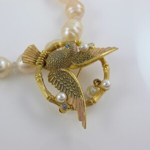 Joan Rivers Peace Dove Brooch, Faux Pearls, Rhinestones, Bird in Ring ...