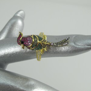 Sterling Parrot Ring With CZ Stones, Cockatoo Jewelry, Statement Ring ...
