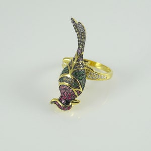 Sterling Parrot Ring With CZ Stones, Cockatoo Jewelry, Statement Ring ...