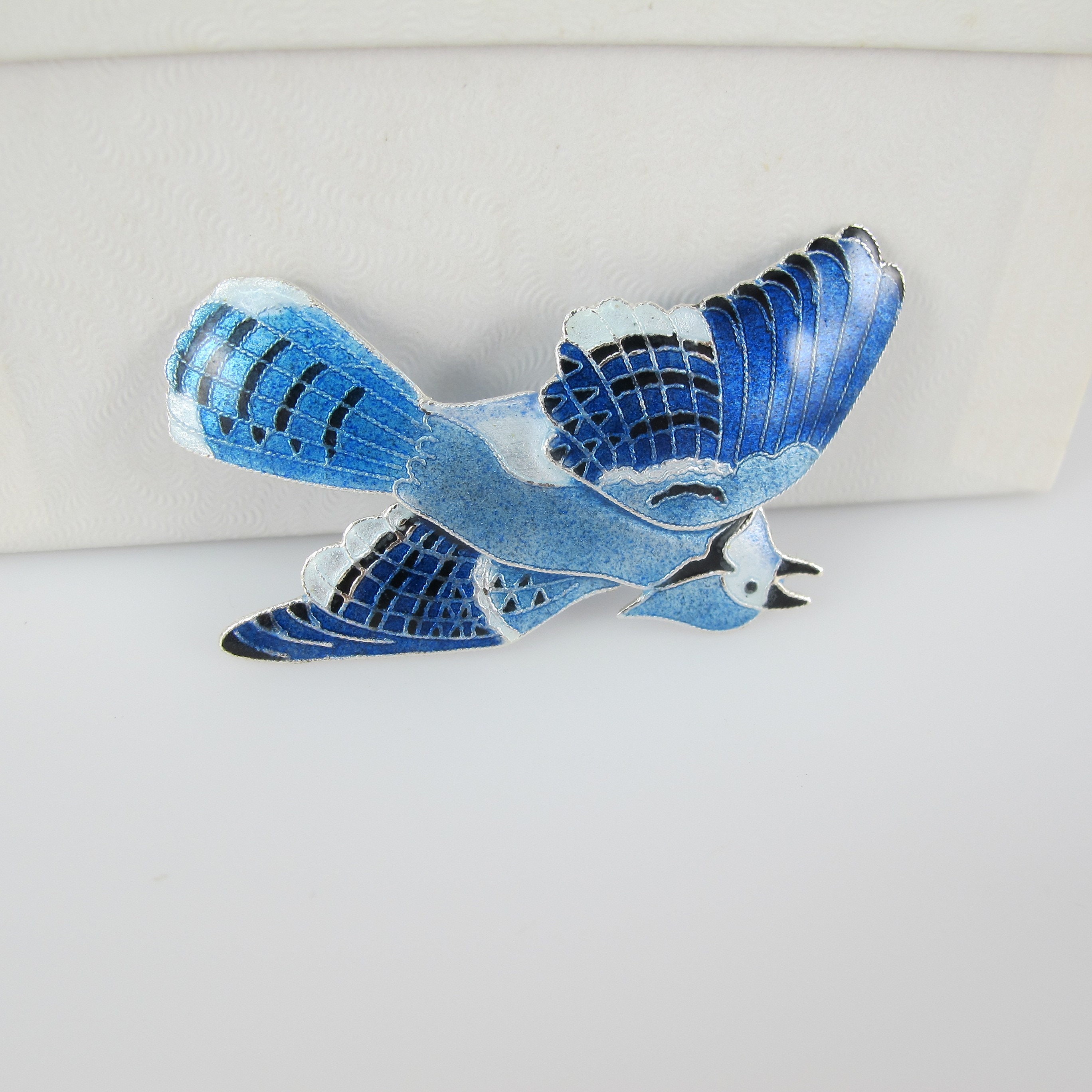 Sterling Blue Jay Brooch with Cloisonne Enamel Songbird Bird | Etsy