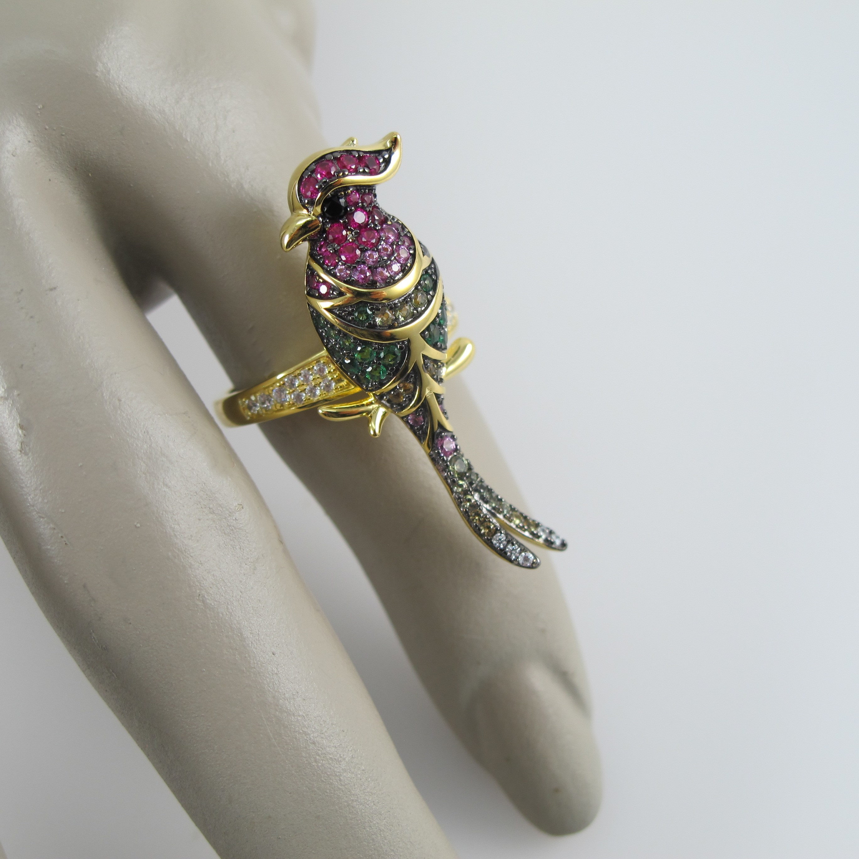 Sterling Parrot Ring with CZ Stones Cockatoo Jewelry | Etsy