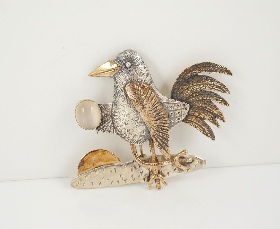Courtney Design Early Bird Brooch With Cabochon, Rising Sun, Sterling ...