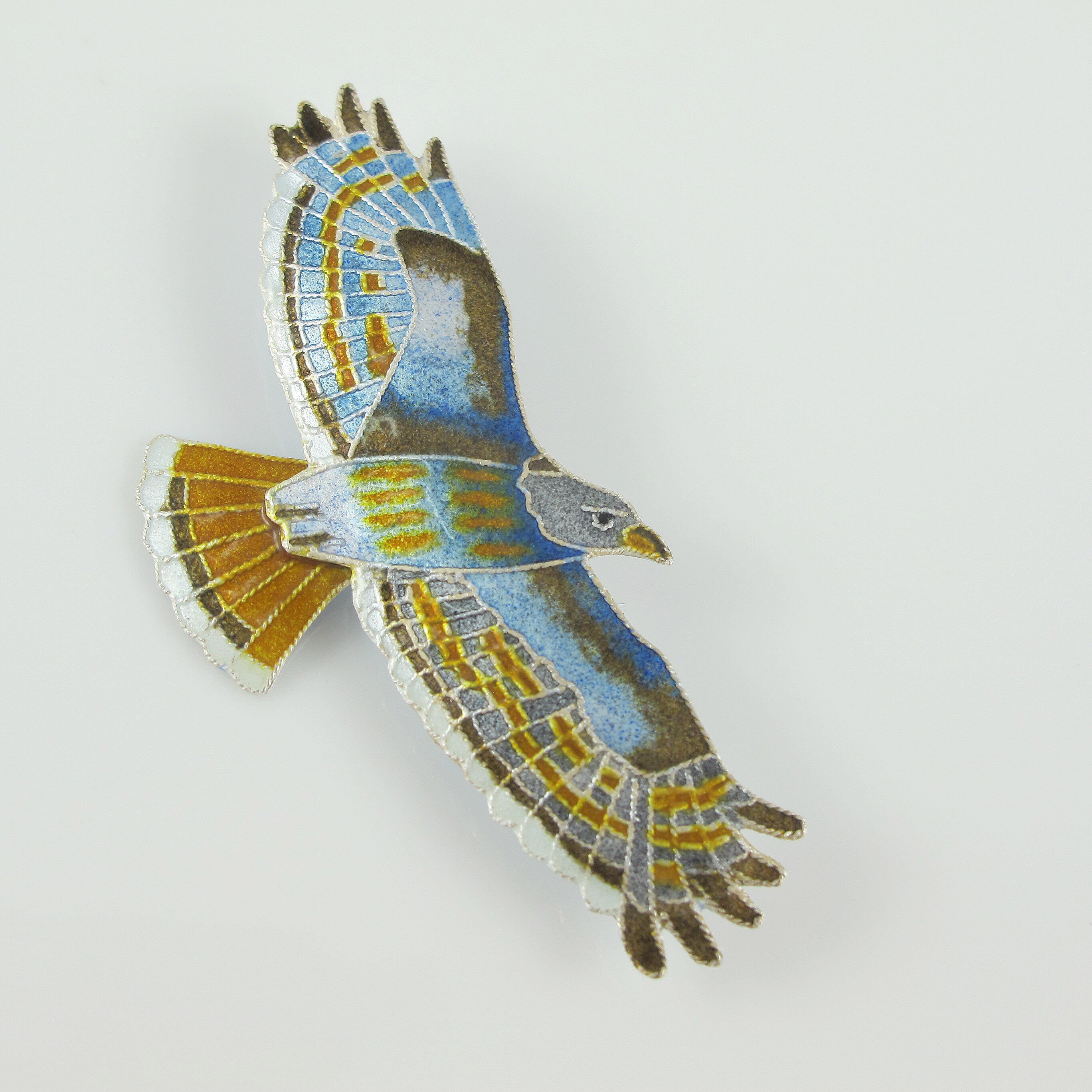 Sterling Cloisonne Red-tailed Hawk Brooch Bird of Prey Pin | Etsy