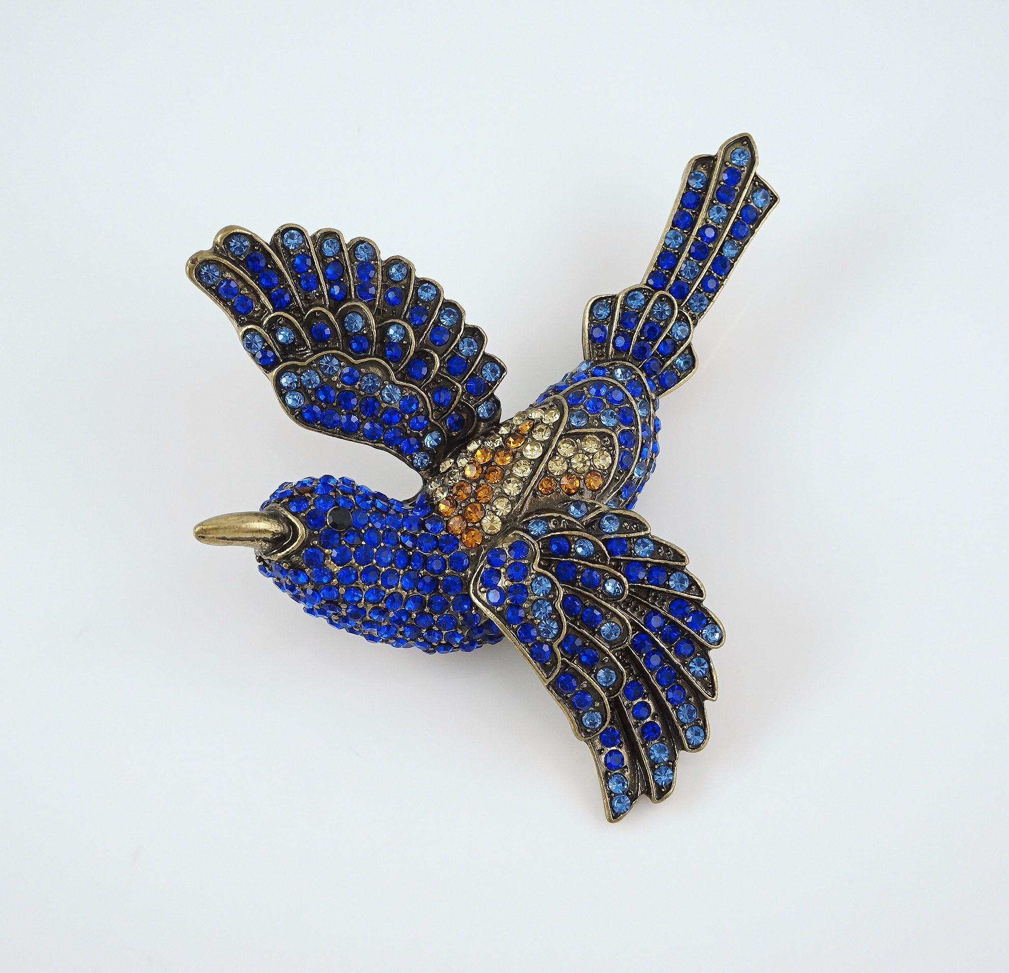 Heidi Daus Bluebird in Flight Brooch, Blue Bird Pin, Songbird Jewelry ...