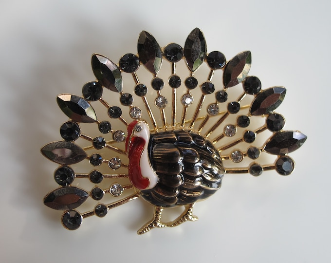 Vintage Napier Turkey Pin, Thanksgiving Brooch, Fall Jewelry, Turkey ...