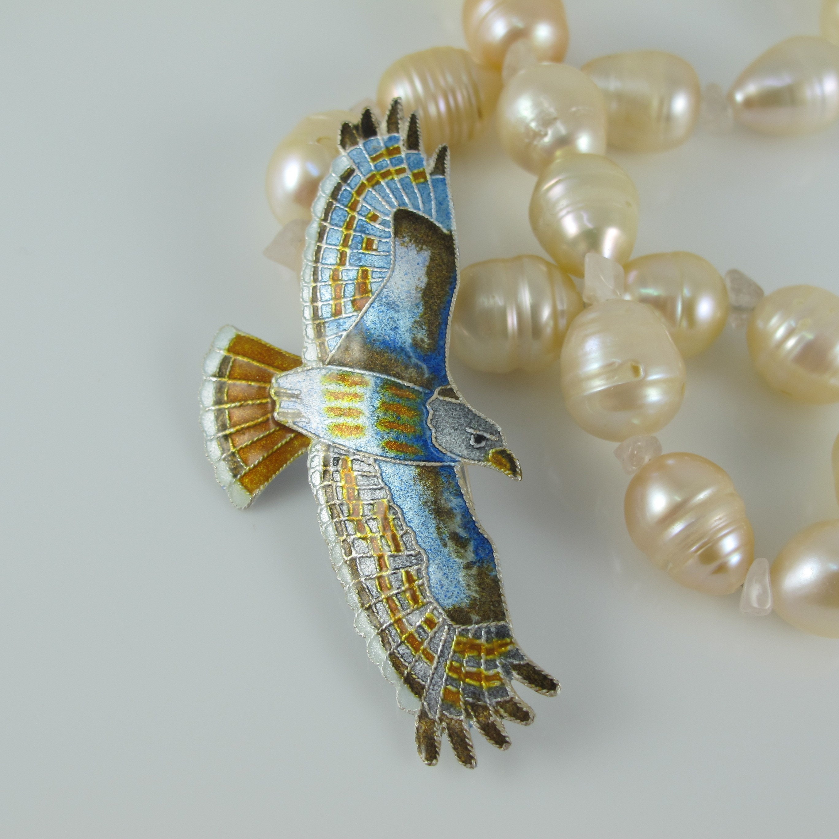 Sterling Cloisonne Red-tailed Hawk Brooch Bird of Prey Pin | Etsy