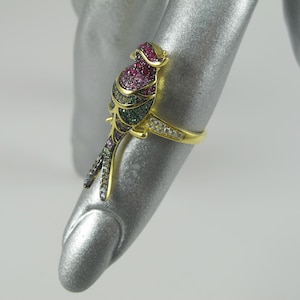Sterling Parrot Ring With CZ Stones, Cockatoo Jewelry, Statement Ring ...
