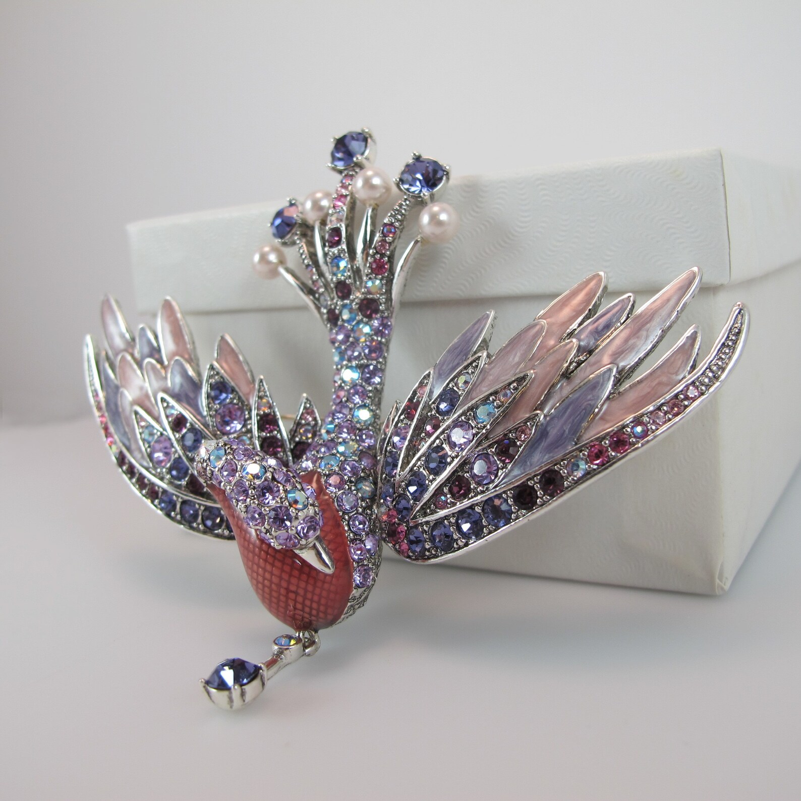 Vintage Joan Rivers Swan Brooch Firebird Bird of Paradise - Etsy