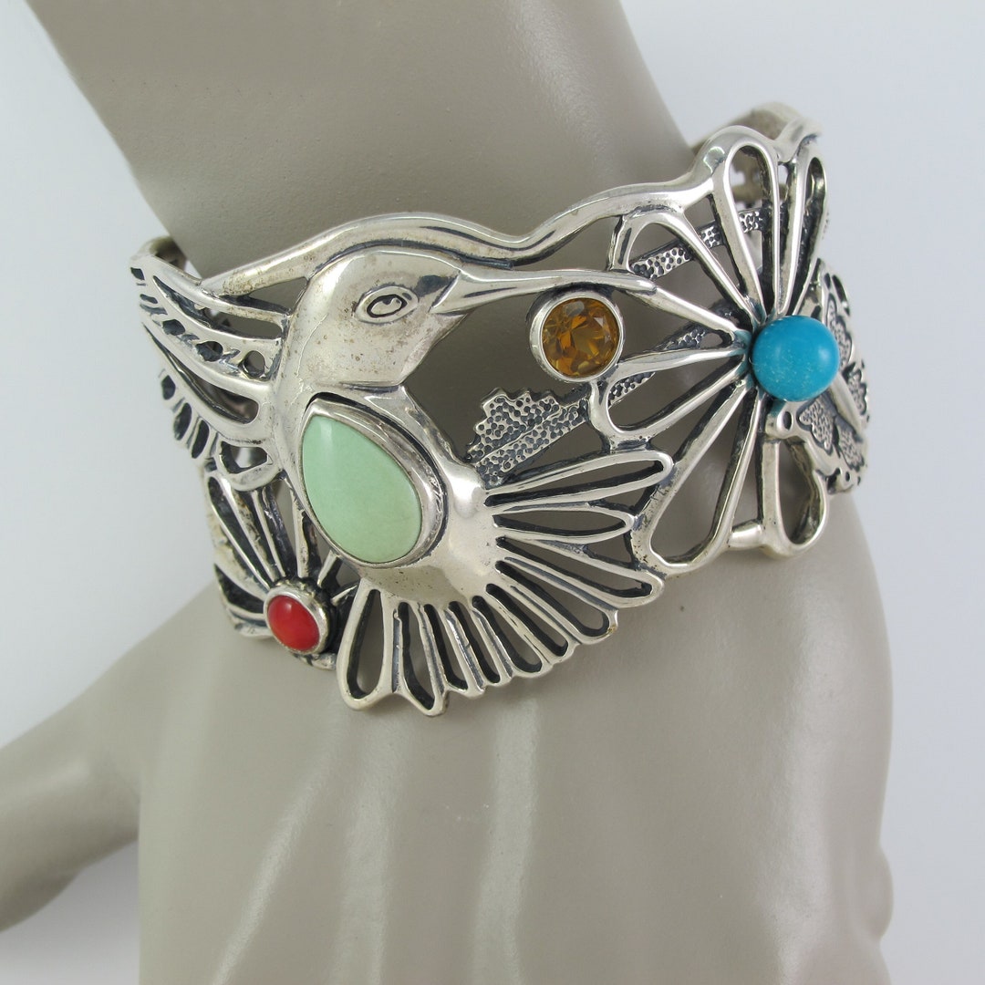 Relios Sterling Gemstone Hummingbird Bracelet, Size Medium, Native ...